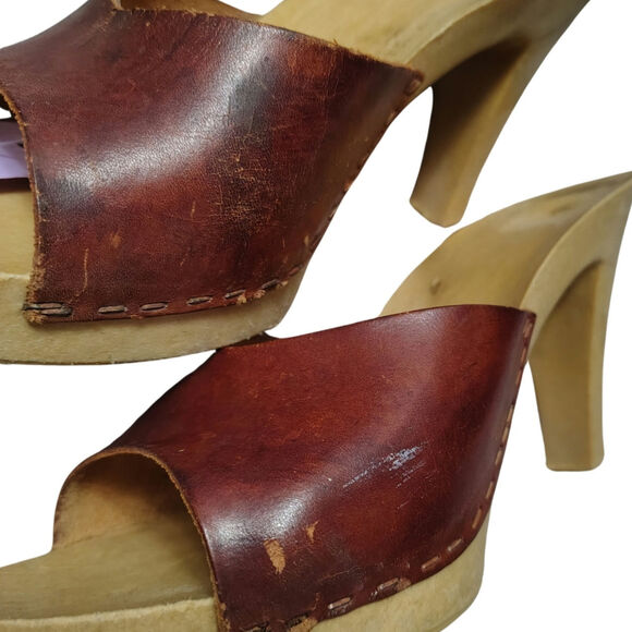 Italian Vintage | Shoes | 97s Candies Style Faux Wood Heels Brown ...